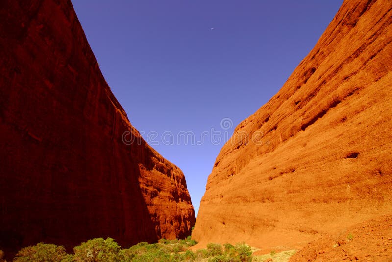 Moon Over a Red Rock Canyon. Stock Photo - Image of strata, cliff: 7328206