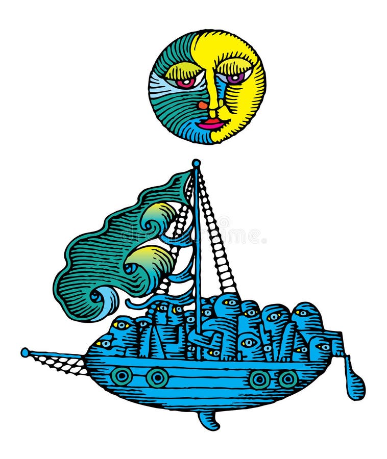 Nautical Sun and Moon Symbol Stock Vector - Illustration of life, earth ...