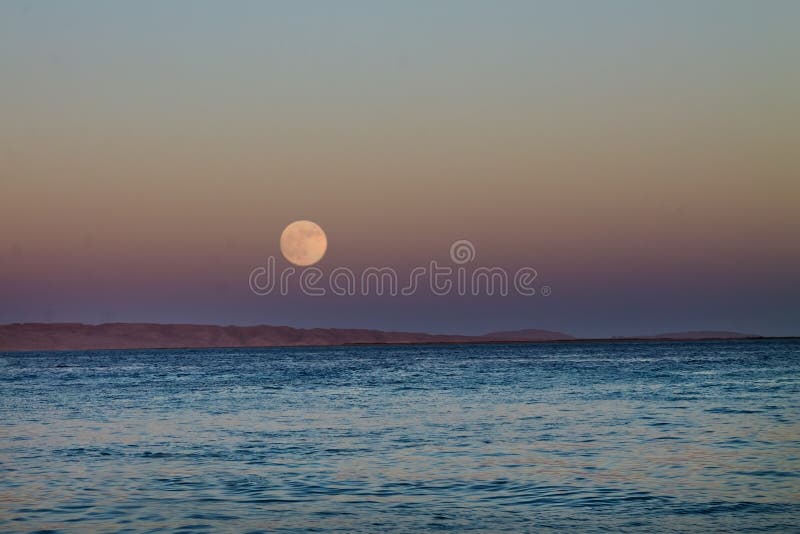 Moon over the sea stock image. Image of seascape, island - 61517795