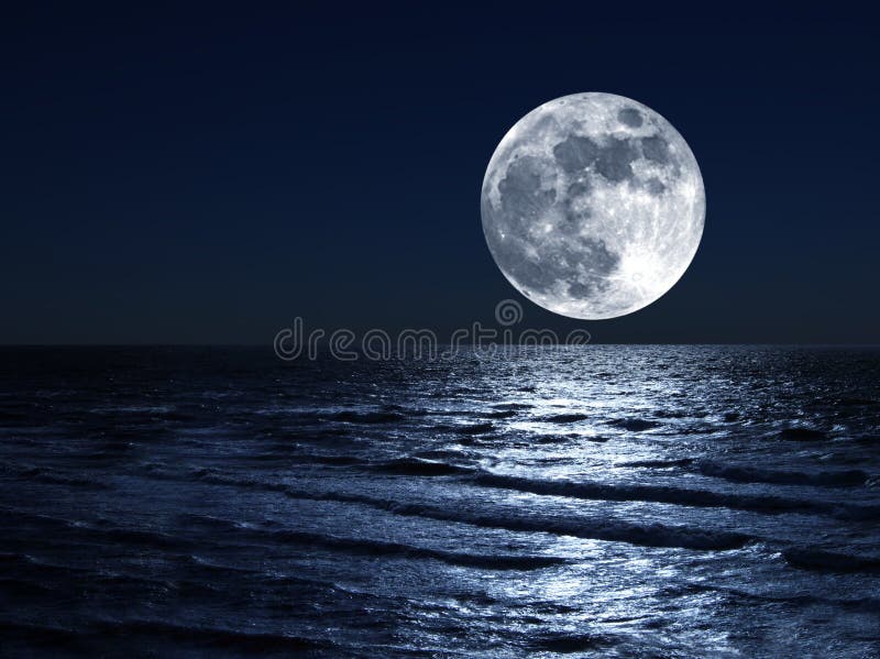 Moon over sea stock photo. Image of space, starfield - 36583550