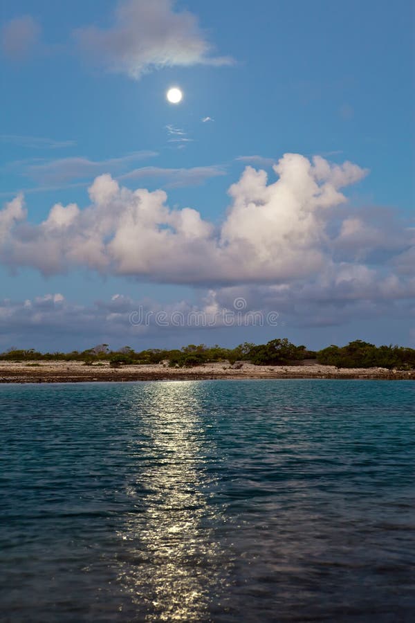 The Moon Over the Sea and Reflection in Water Stock Image - Image of ...