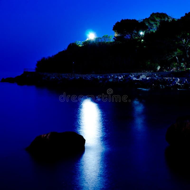 Moon over the sea stock image. Image of moonlight, calm - 31673765