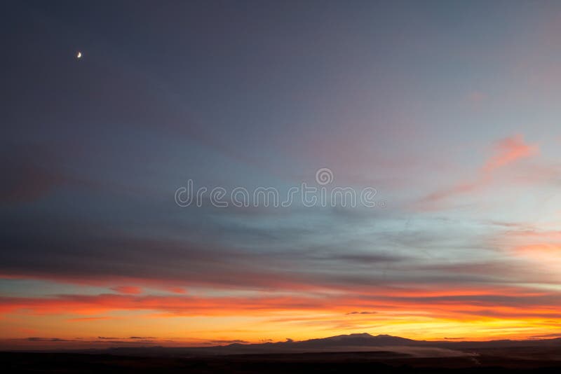 The moon over the sunset stock photo. Image of trees, summit - 761014