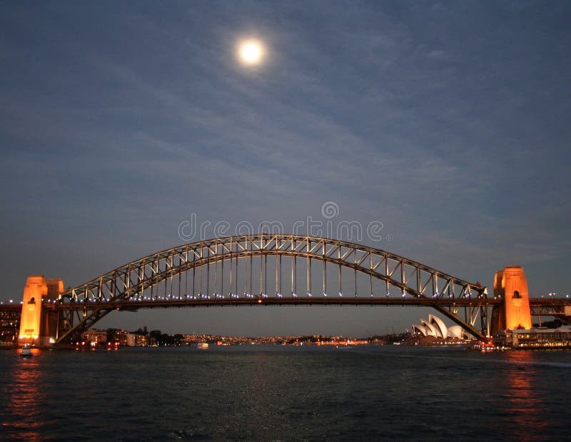 Moon over Sydney Harbour stock image. Image of sydney - 1231771