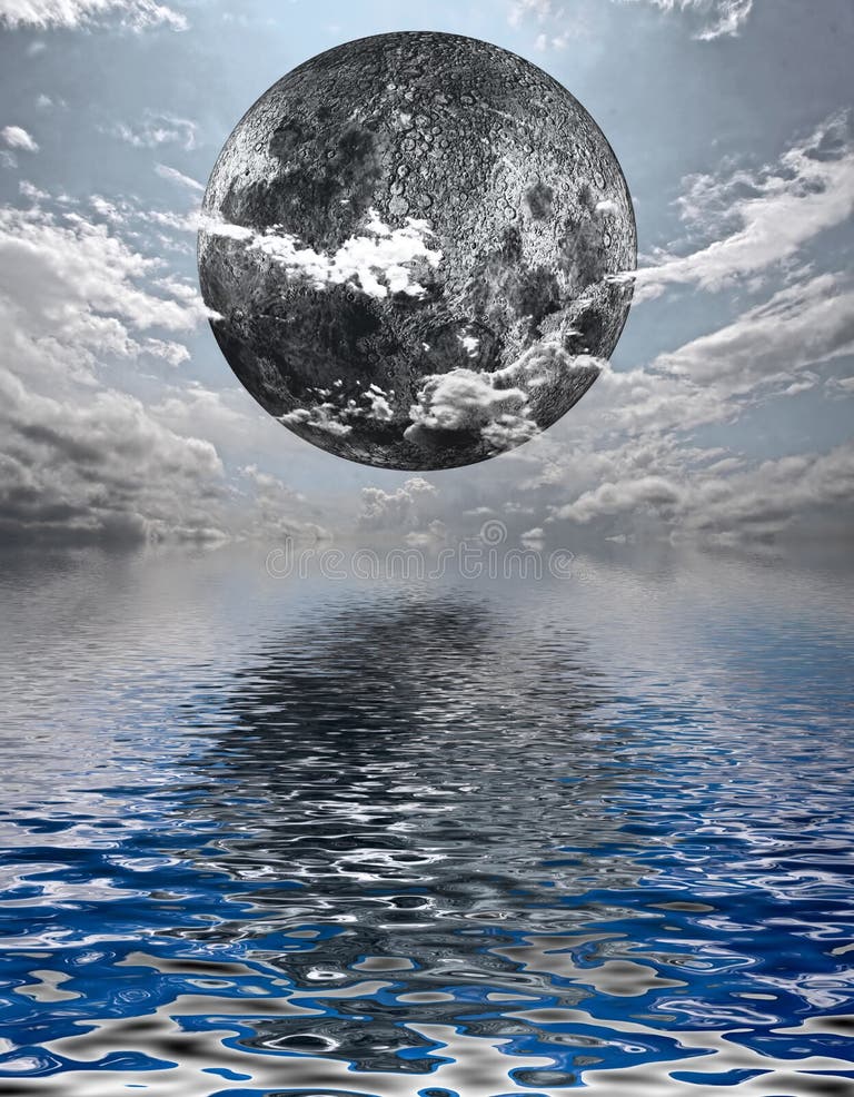 Moon Rise Over Water Stock Illustrations – 224 Moon Rise Over Water ...