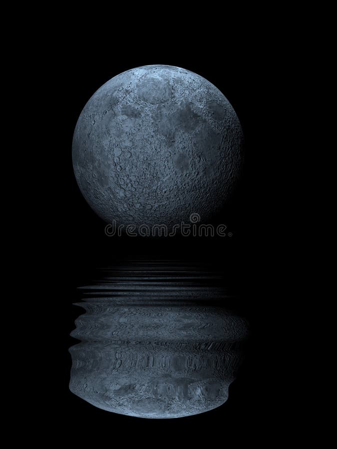 Moon over the water stock illustration. Illustration of mirror - 2463150