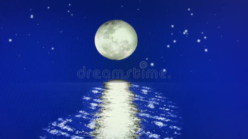Moon over water stock footage. Video of animated, reflection - 258671568