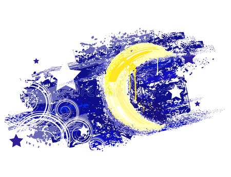 Moon painted stock vector. Illustration of crayons, blue - 18961508