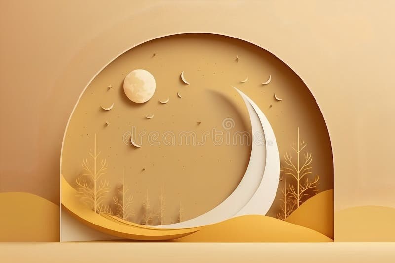 Moon and Moon in Paper Cut Style. 3d Vector Illustration Stock ...