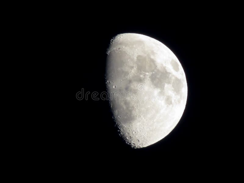 Moon in Part Shadow. Black Night Sky. Copy Space. Stock Image - Image ...