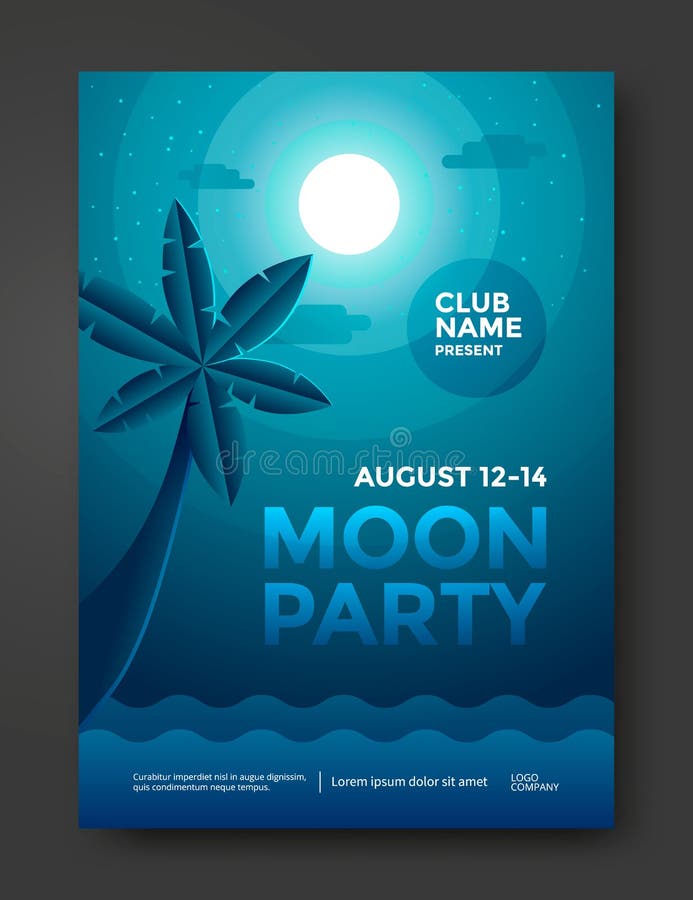 Moon party flyer stock vector. Illustration of design - 74354481