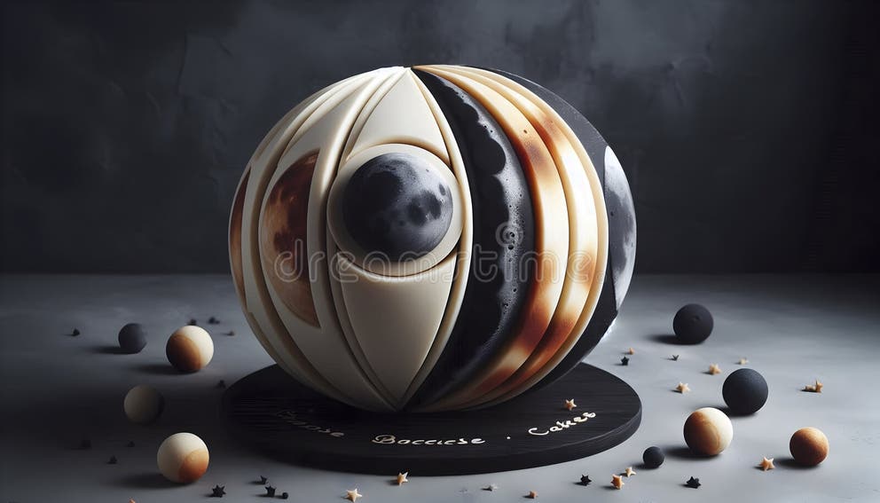Moon-phase Cakes: Spherical Desserts, Ai Created Image Stock Image ...
