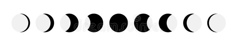 Moon Phase Vector Crescent Half Cycle Shape Illustration. Moon Phase ...
