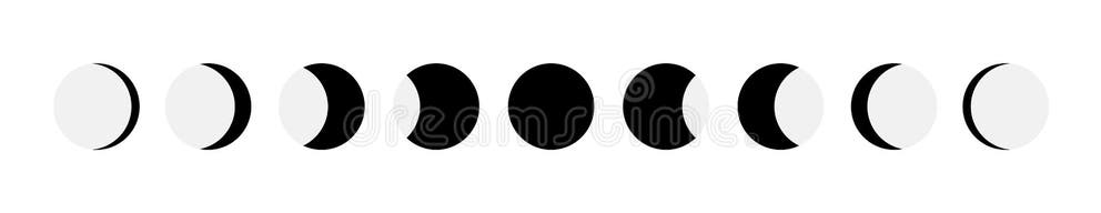 Moon Phase Vector Crescent Half Cycle Shape Illustration. Moon Phase ...