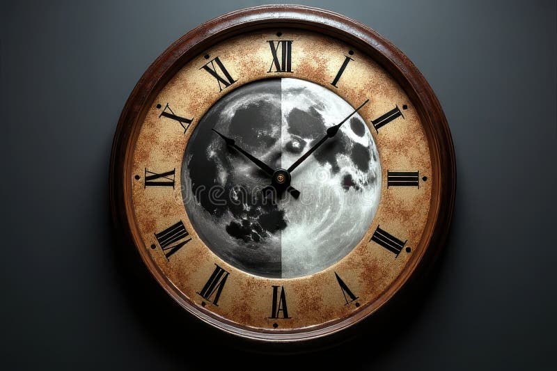 Moon Phase Wall Clock stock illustration. Illustration of timepiece ...