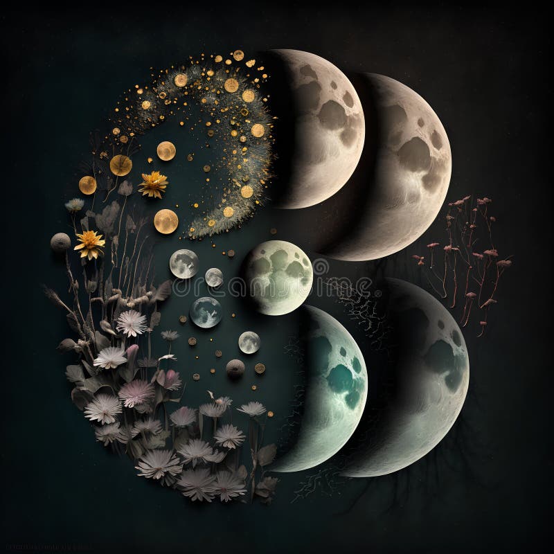 Collage Moon Phases Stock Illustrations – 277 Collage Moon Phases Stock ...