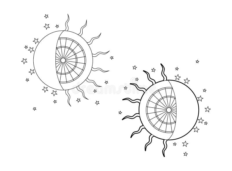 Moon Phases. Half Moon, Quarter Moon. Esoteric Image for Magical and ...