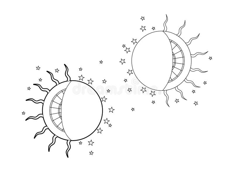 Moon Phases. Half Moon, Quarter Moon. Esoteric Image for Magical and ...