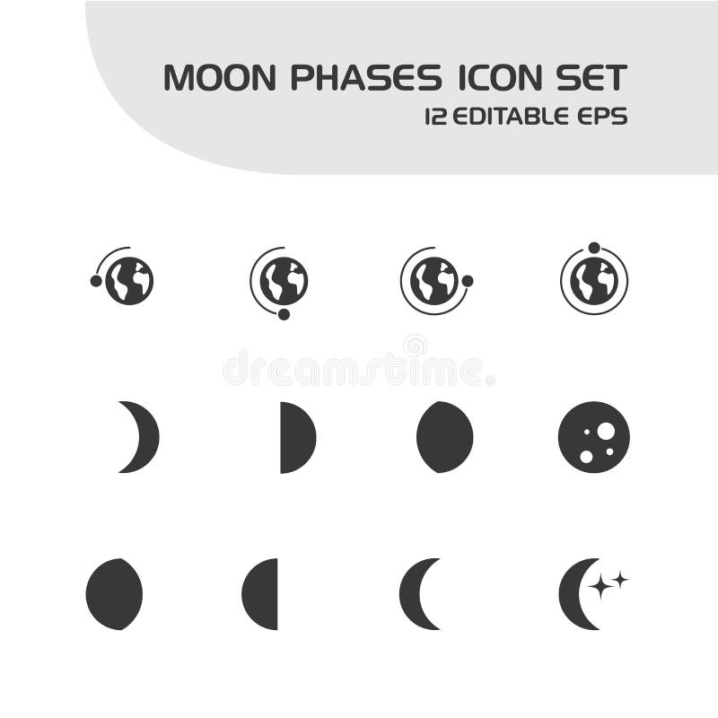 Moon Phases. Icon Set. Weather and Map Vector Illustration Stock Vector ...