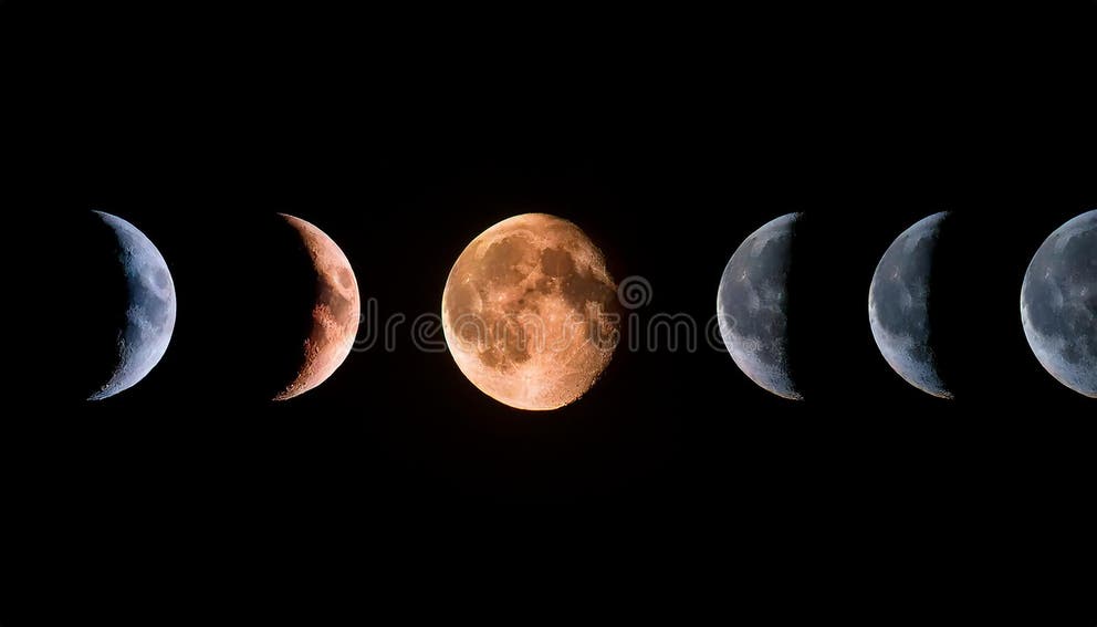 Moon Phases during the Lunar Eclipse Stock Illustration - Illustration ...