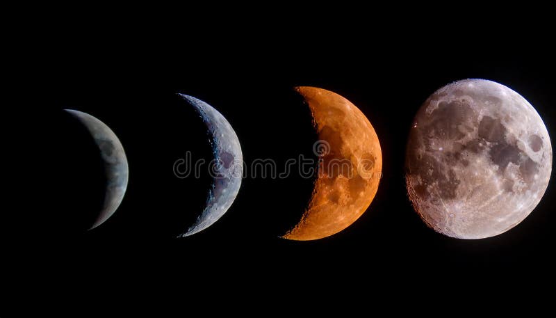 Moon Phases during the Lunar Eclipse Stock Illustration - Illustration ...
