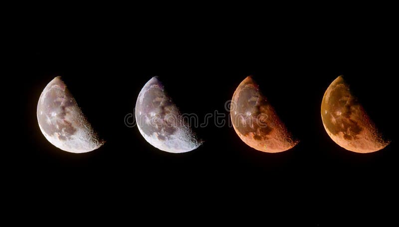 Moon Phases during the Lunar Eclipse Stock Illustration - Illustration ...