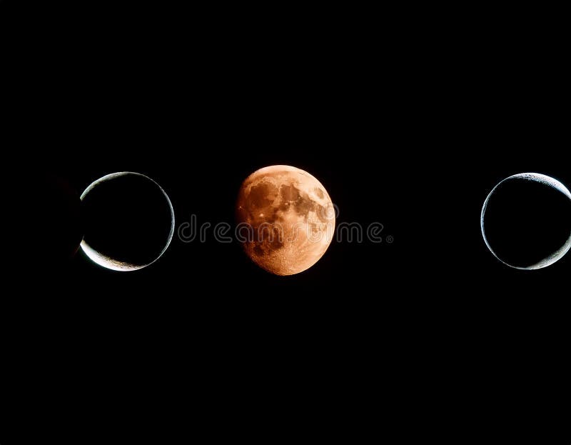 Moon Phases during the Lunar Eclipse Stock Illustration - Illustration ...
