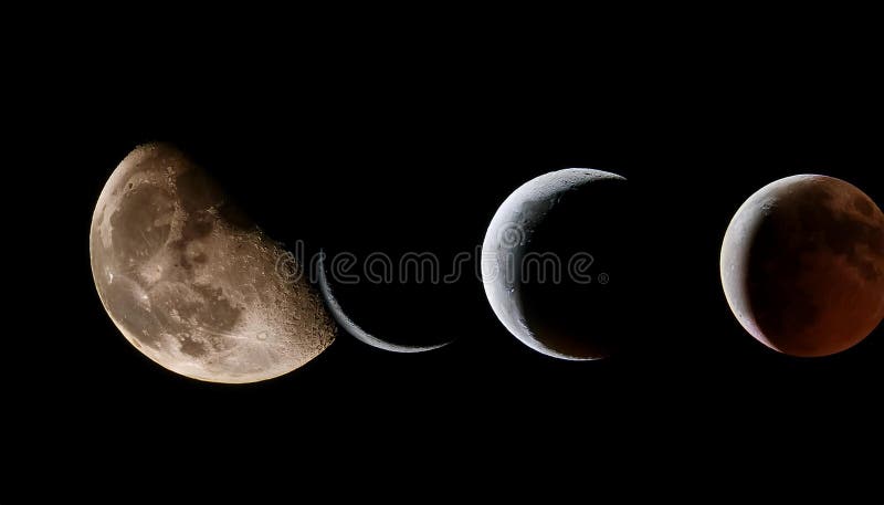 Moon Phases during the Lunar Eclipse Stock Illustration - Illustration ...