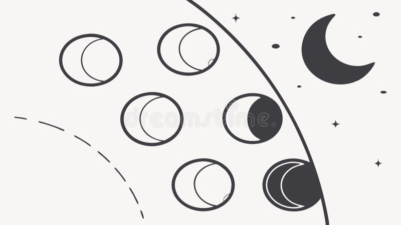 Moon Phases Outline, Lunar Cycle Vector Design Illustration Generative ...
