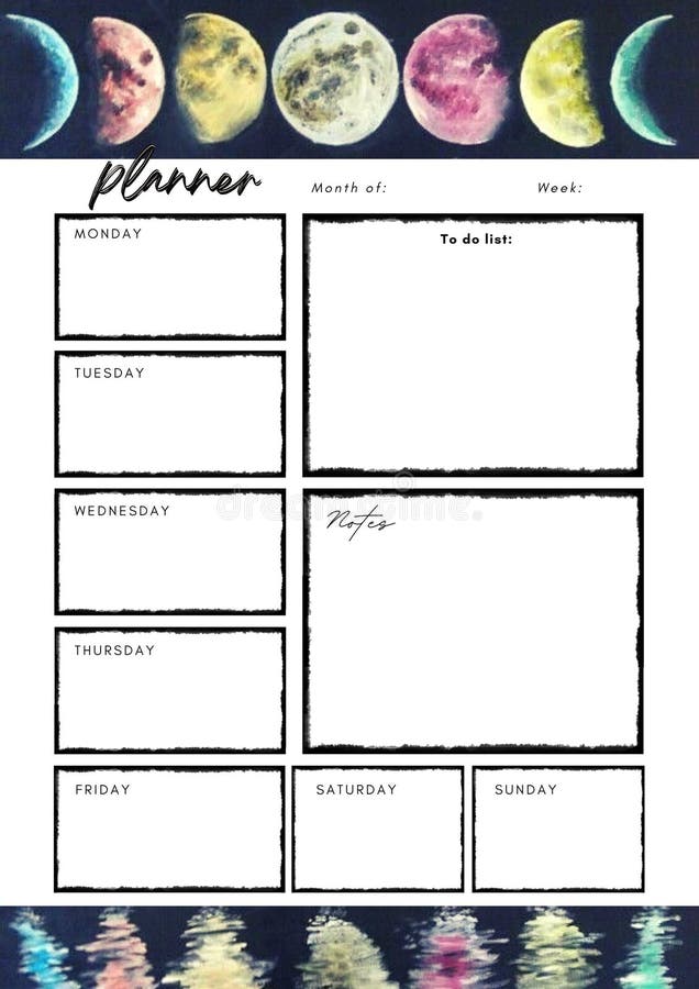Moon Phases Planner Digital Planning Insert Sheet Printable Page ...