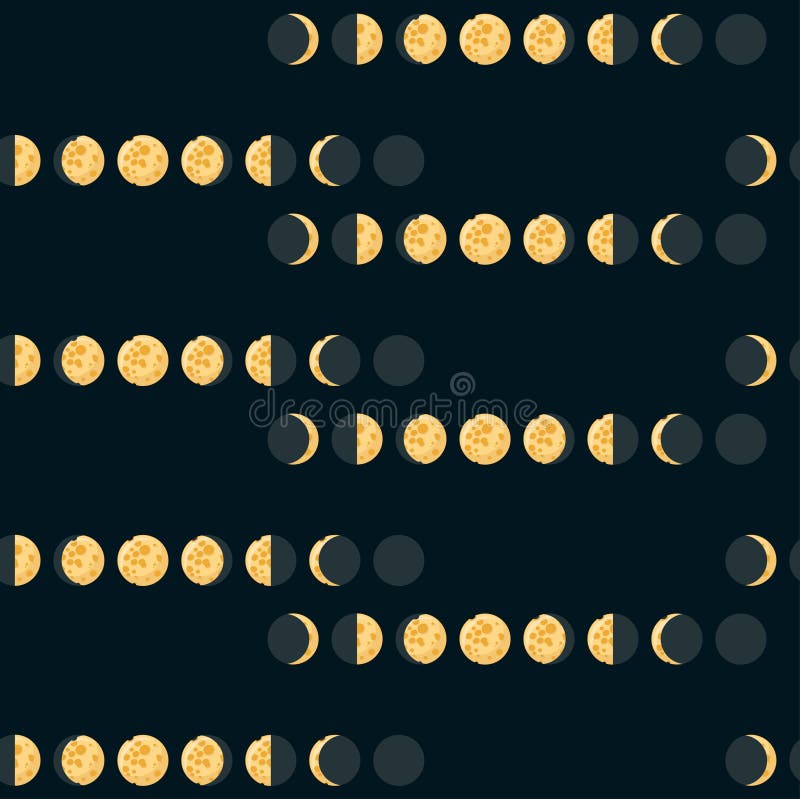 Moon Phases Seamless Pattern. Stock Vector - Illustration of dark ...