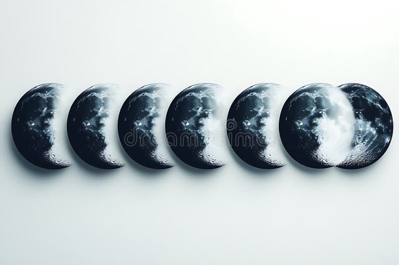 Moon Phases Sequence Celestial Cycle Lunar Art Stock Illustration ...