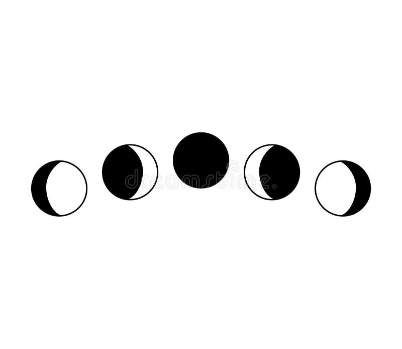 Moon Phases. Simple Black and White Vector Illustration with Full Moon ...