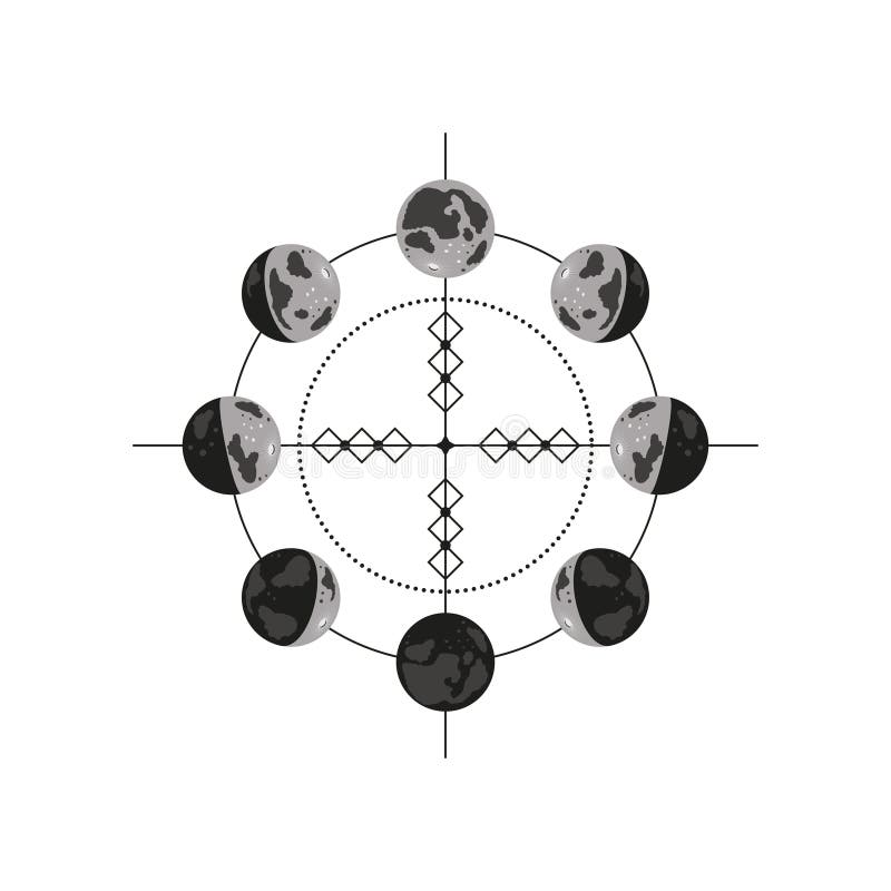 Moon Phases Space Astronomy Stock Vector - Illustration of phase ...