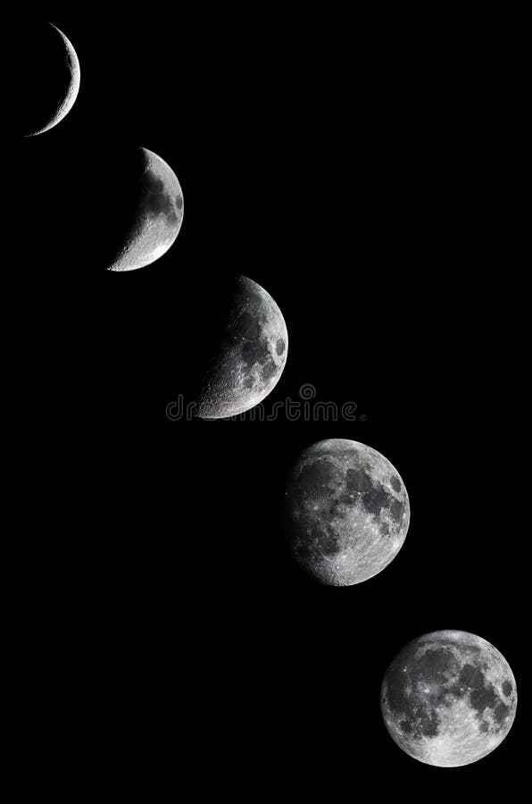 Moon phases vertical stock photo. Image of planet, text - 233604262