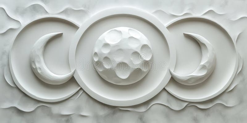Moon Phases Wall Sculpture in Matte White for Home Decor and Art ...
