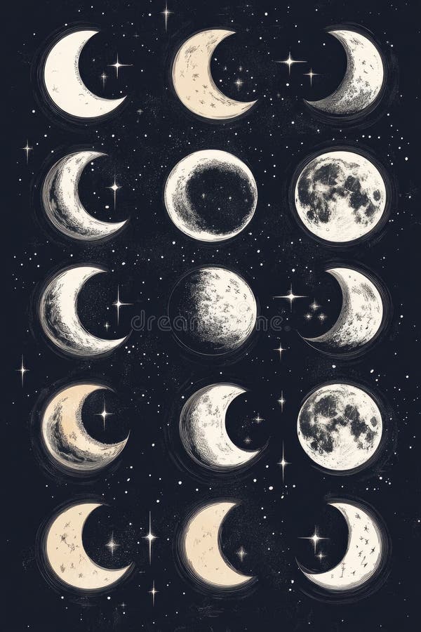 Moon Phasses stock image. Image of crescent, gibbous - 381962111