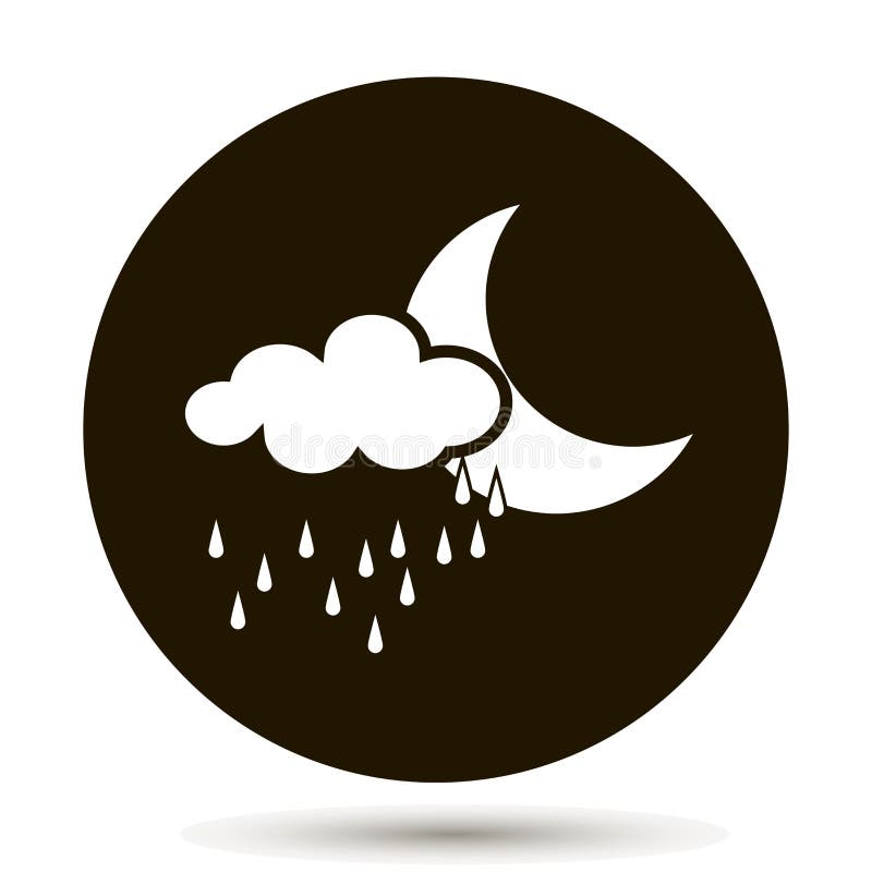 Moon, Rain and Cloud Icon. Weather Forecast Stock Vector - Illustration ...