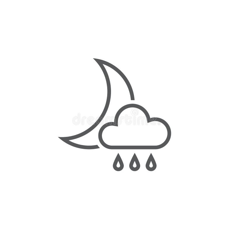 Moon and Rain Icon Isolated on White Background. Vector Illustration ...