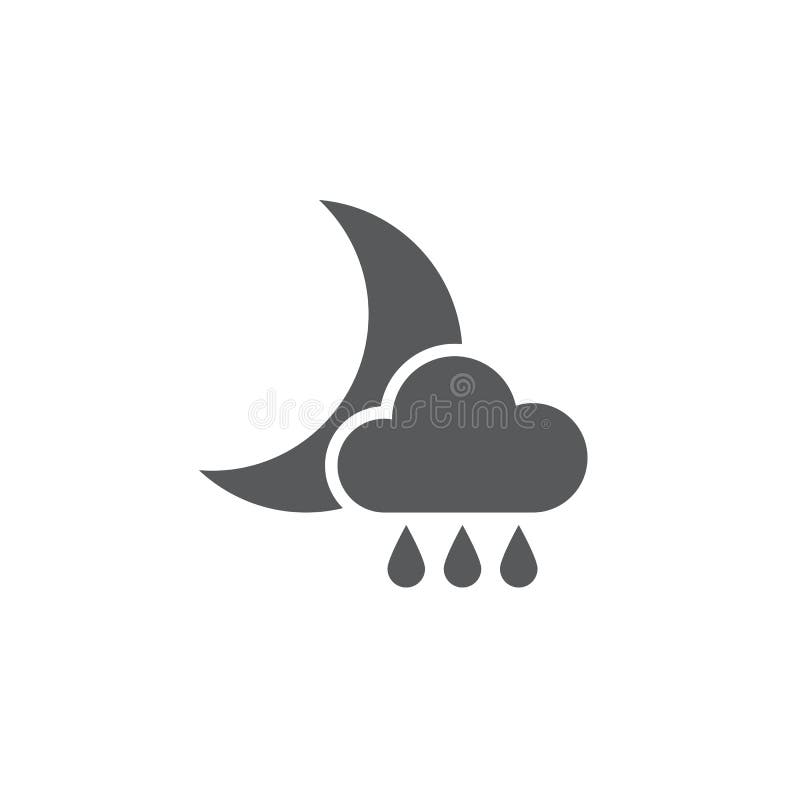 Moon and Rain Icon Isolated on White Background. Vector Illustration ...