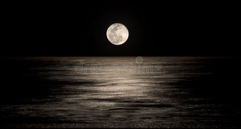Full moon on sea stock photo. Image of space, shiny, black - 87376156