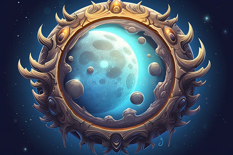 The Moon is Reflected in a Circular Mirror Stock Illustration ...