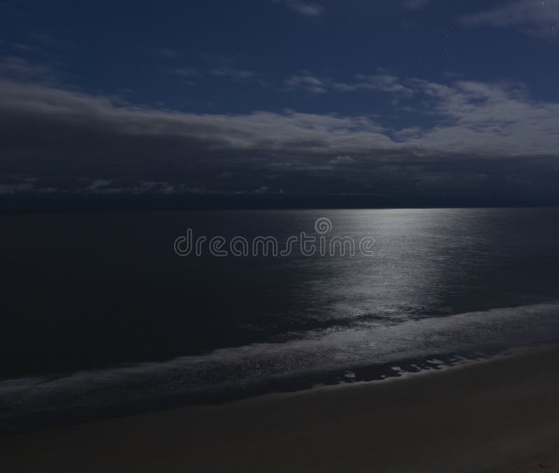 Moon Reflecting on the Atlantic Ocean Stock Photo - Image of landscape ...