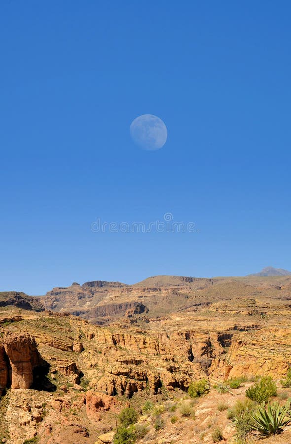Moon Rise Along the Apache Trail Arizona Stock Photo - Image of hiking ...