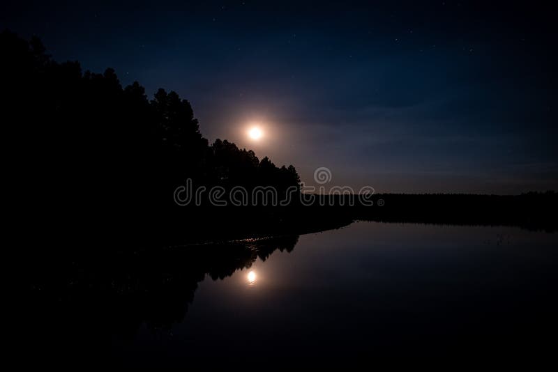 Moon-rise Over a Mountain Lake Stock Photo - Image of moonrise ...