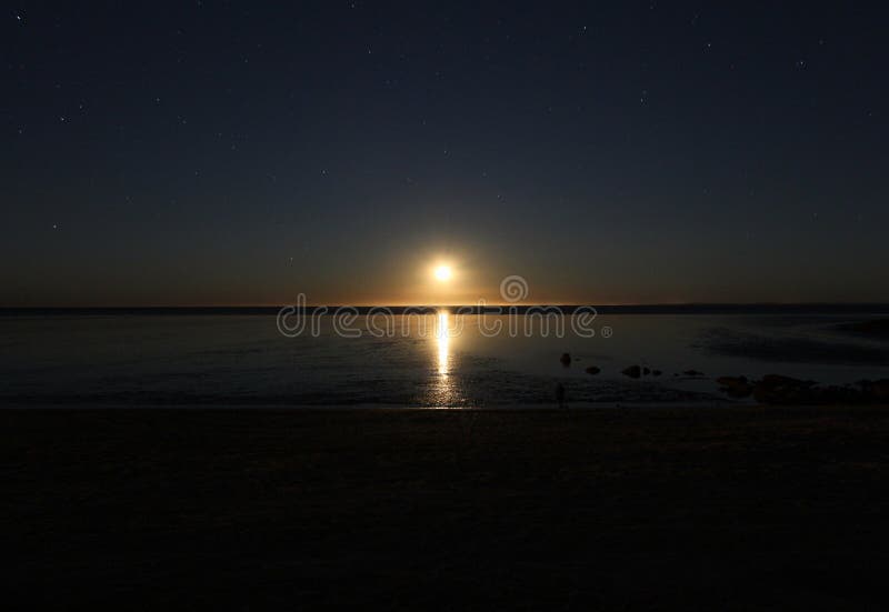 Moon rise over ocean stock photo. Image of lake, moonlight - 101025226