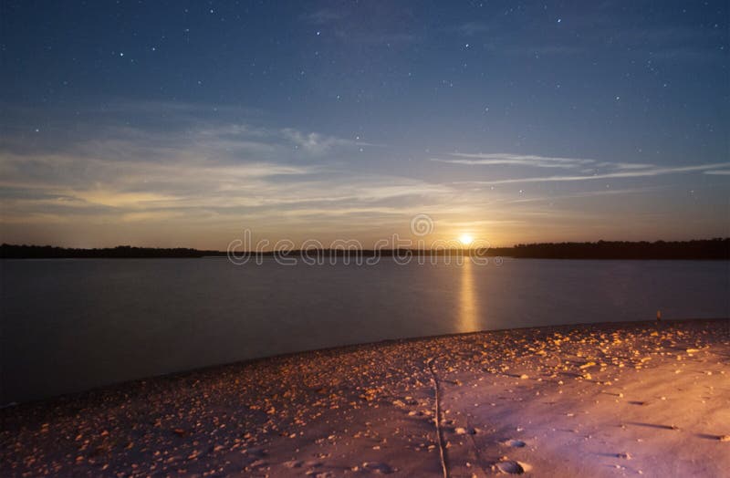 Moon Rising at Night stock image. Image of islands, beach - 30698669