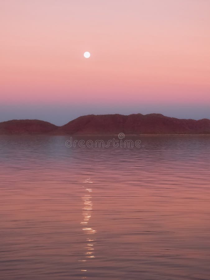 Moon Rising Over Lake Argyle Stock Photo - Image of resort, wetland ...