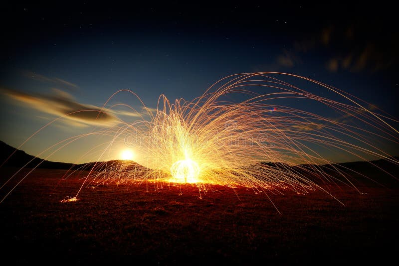Moon Rising Up Over the Fields, Dobrogea, Romania Stock Image - Image ...