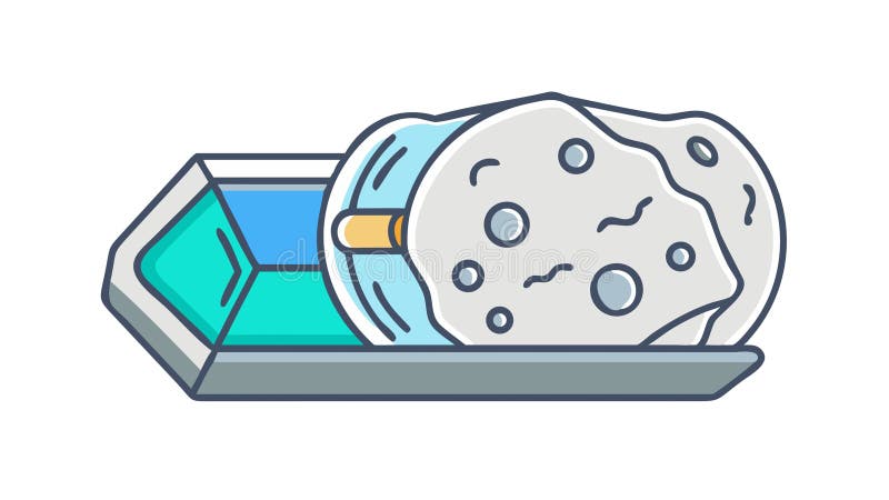 Moon Rock in Protective Container, Lunar Research Sample, Vector Design ...